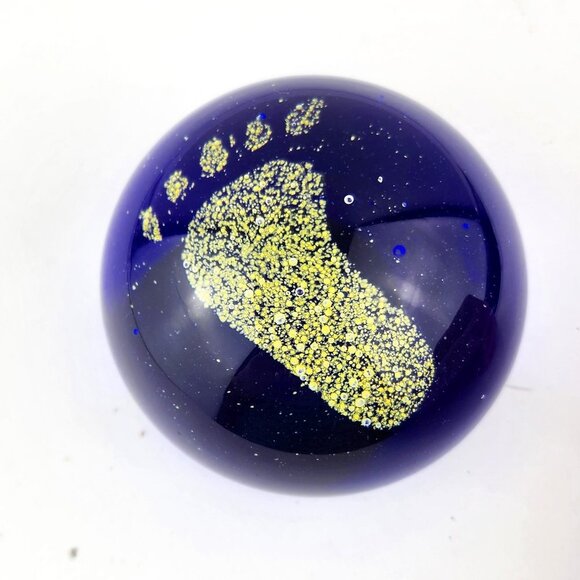 Art | Footprints In The Sand Cobalt Blue Round Paperweight | Poshmark